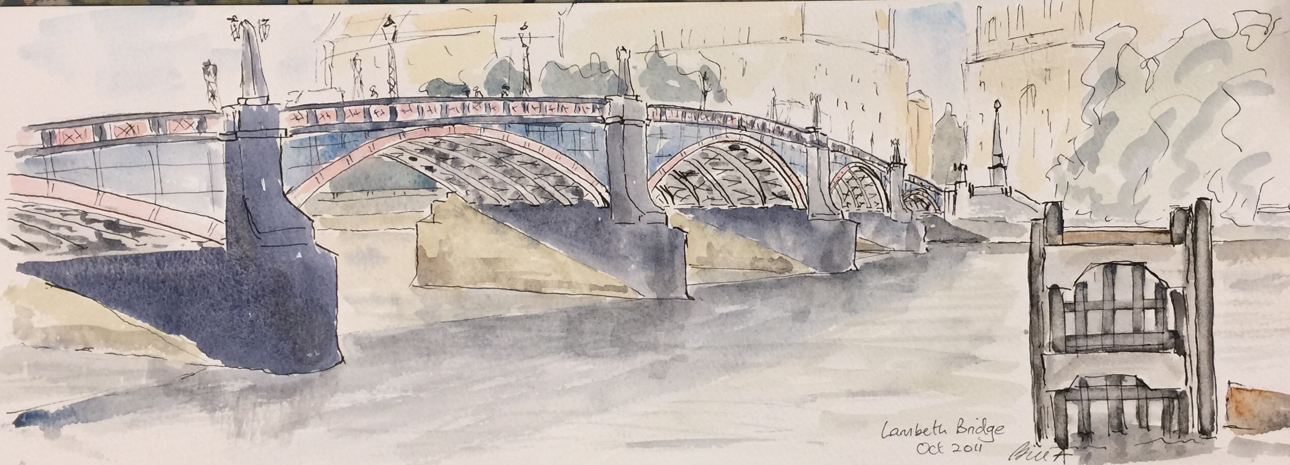 Lambeth Bridge (watercolour) £180 | Drawing London