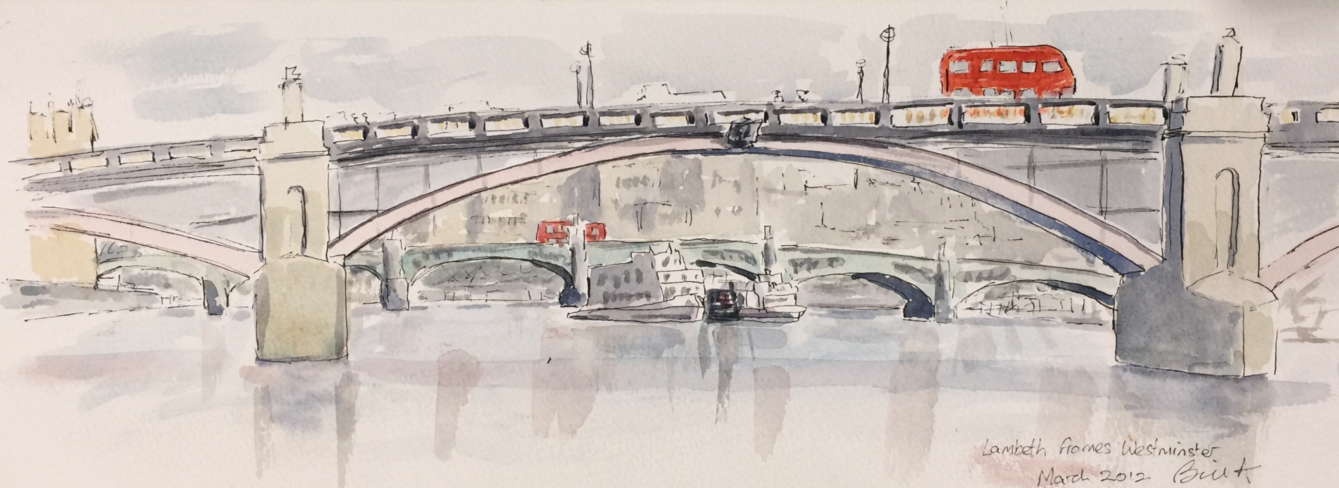 Lambeth Frames Westminster (watercolour) £180 | Drawing London