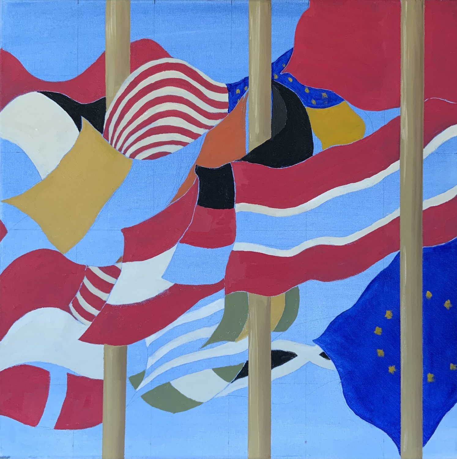 Broken Flags (oil 50x50cm) | Drawing London