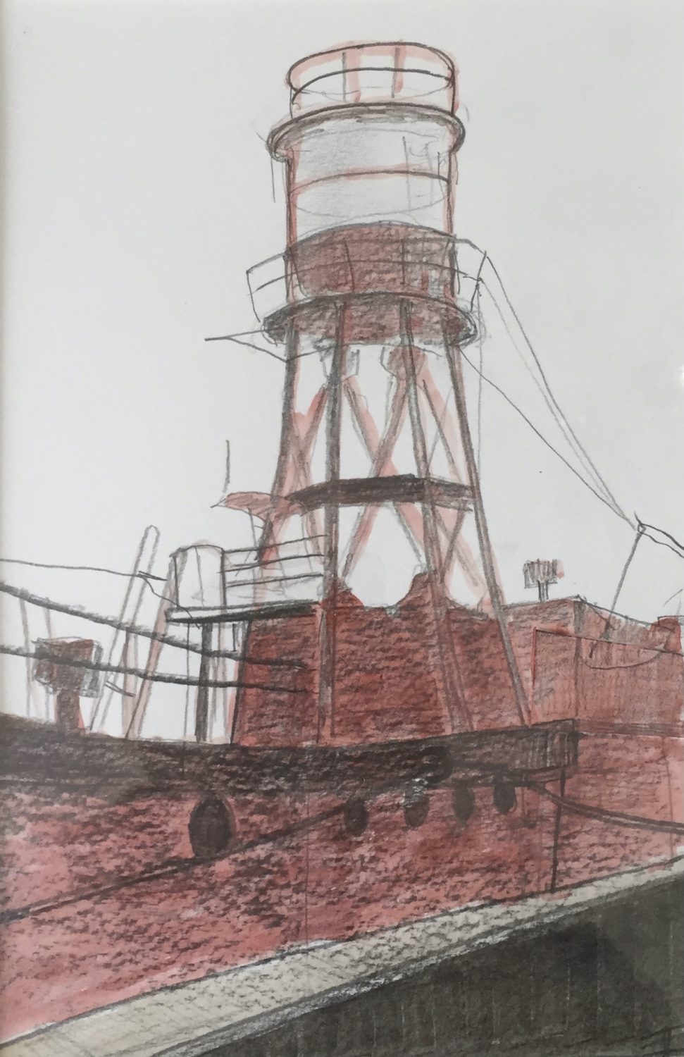 Lightship at Trinity Buoy Wharf (charcoal 28x35cm) | Drawing London